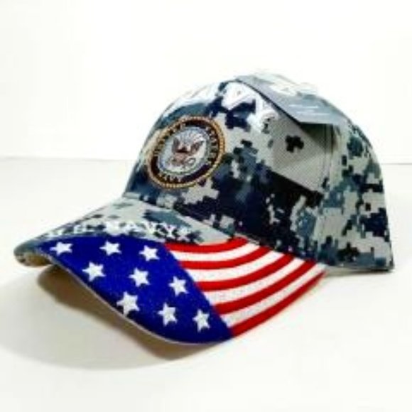 Accessories | Us Navy Emblem Hat Usa Flag On Brim Side Acu Digital Camo ...